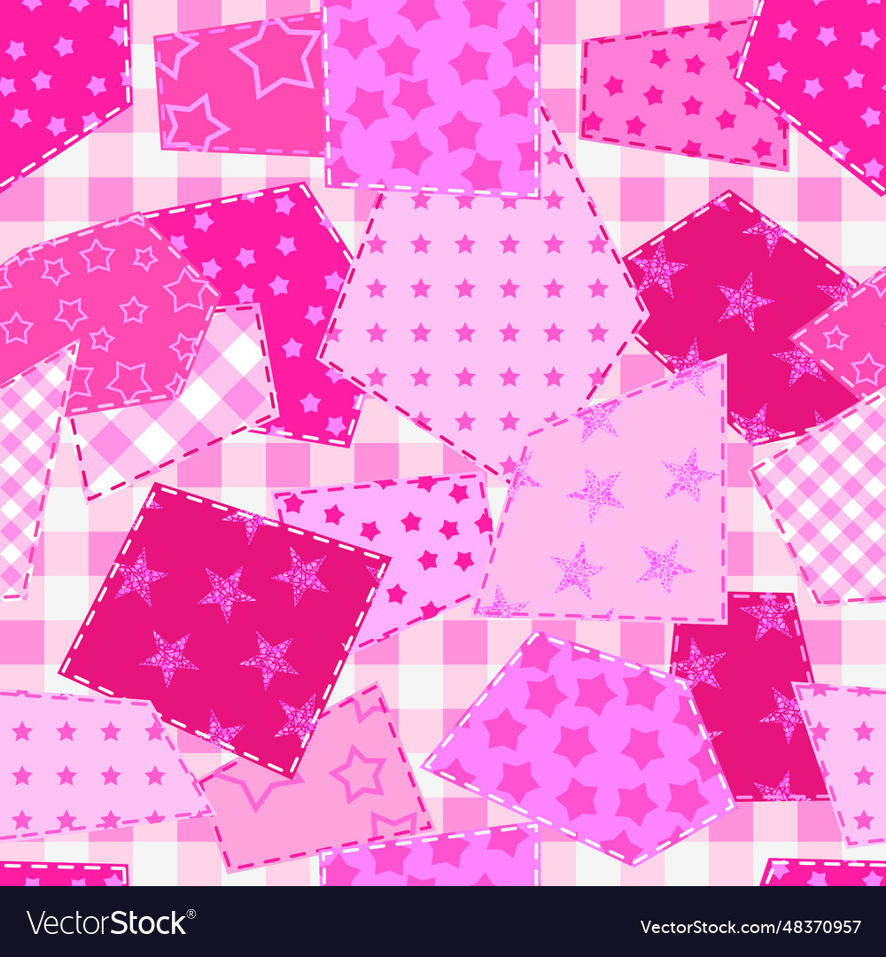 Textille patchwork pattern pink pattern in barbie Vector Image