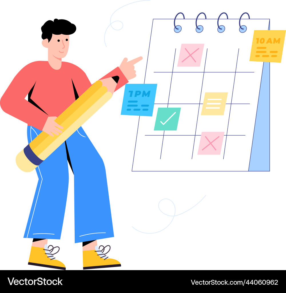 A customizable flat of timetable Royalty Free Vector Image