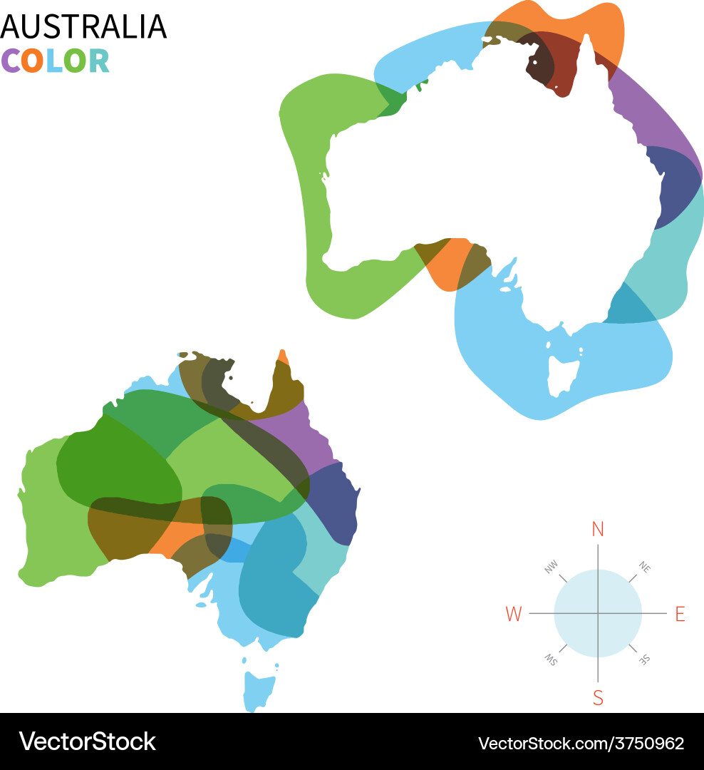 Abstract color map of australia Royalty Free Vector Image