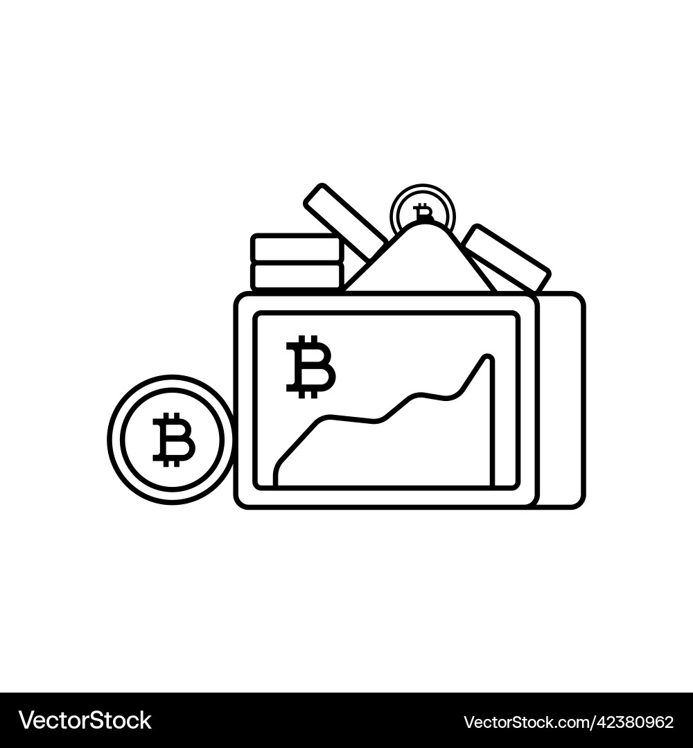 Bitcoin price growth outline icon on white Vector Image