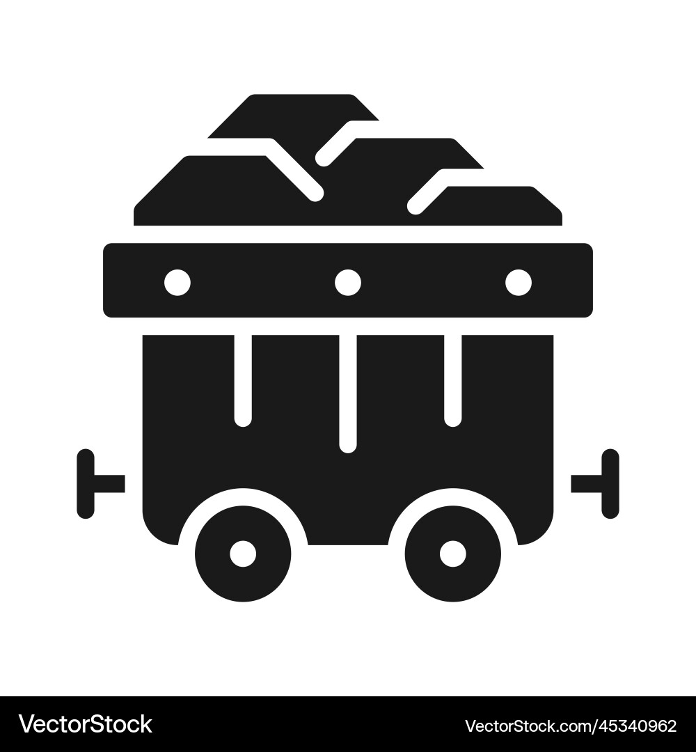 Coal cart black glyph icon Royalty Free Vector Image