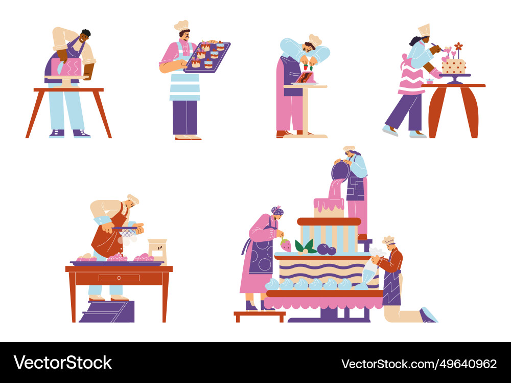 Confectionery set cakes and pastries Royalty Free Vector