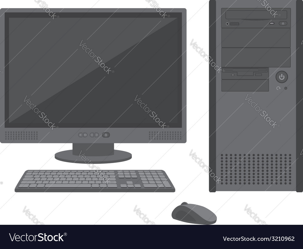 Desktop computer with lcd monitor keyboard and Vector Image