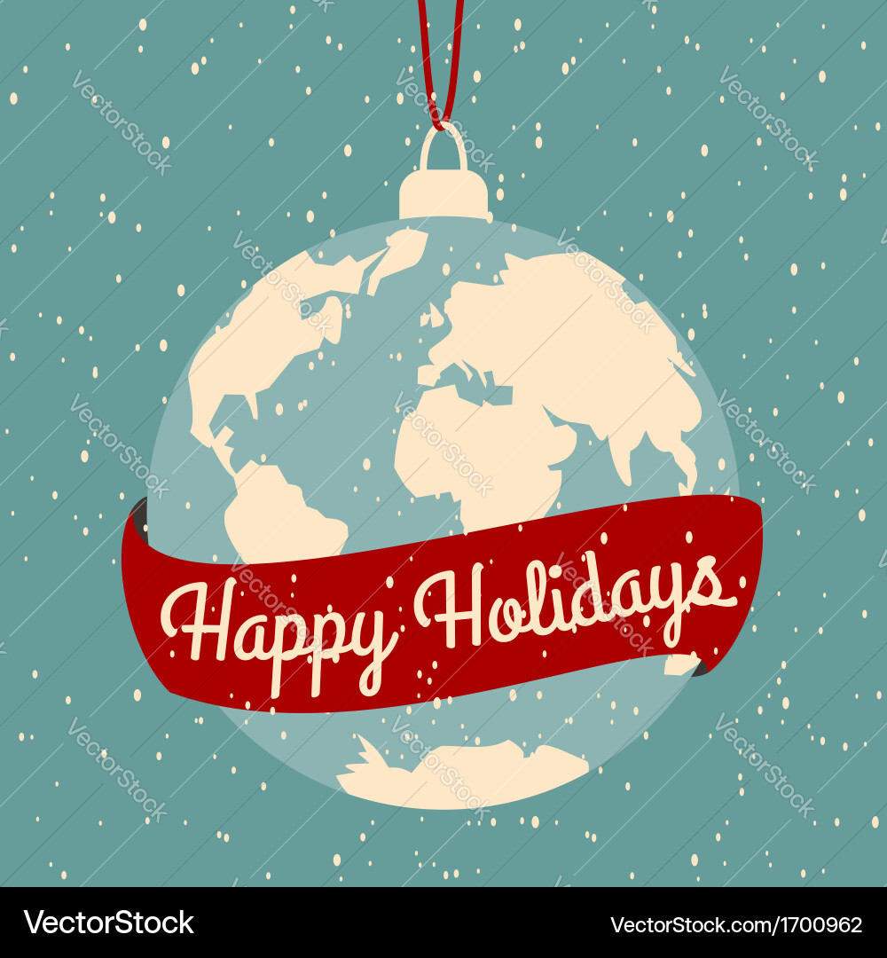 Earth globe christmas greeting card design Vector Image