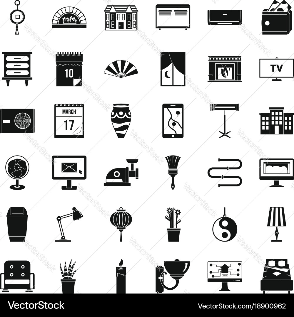 Furniture icons set simple style Royalty Free Vector Image