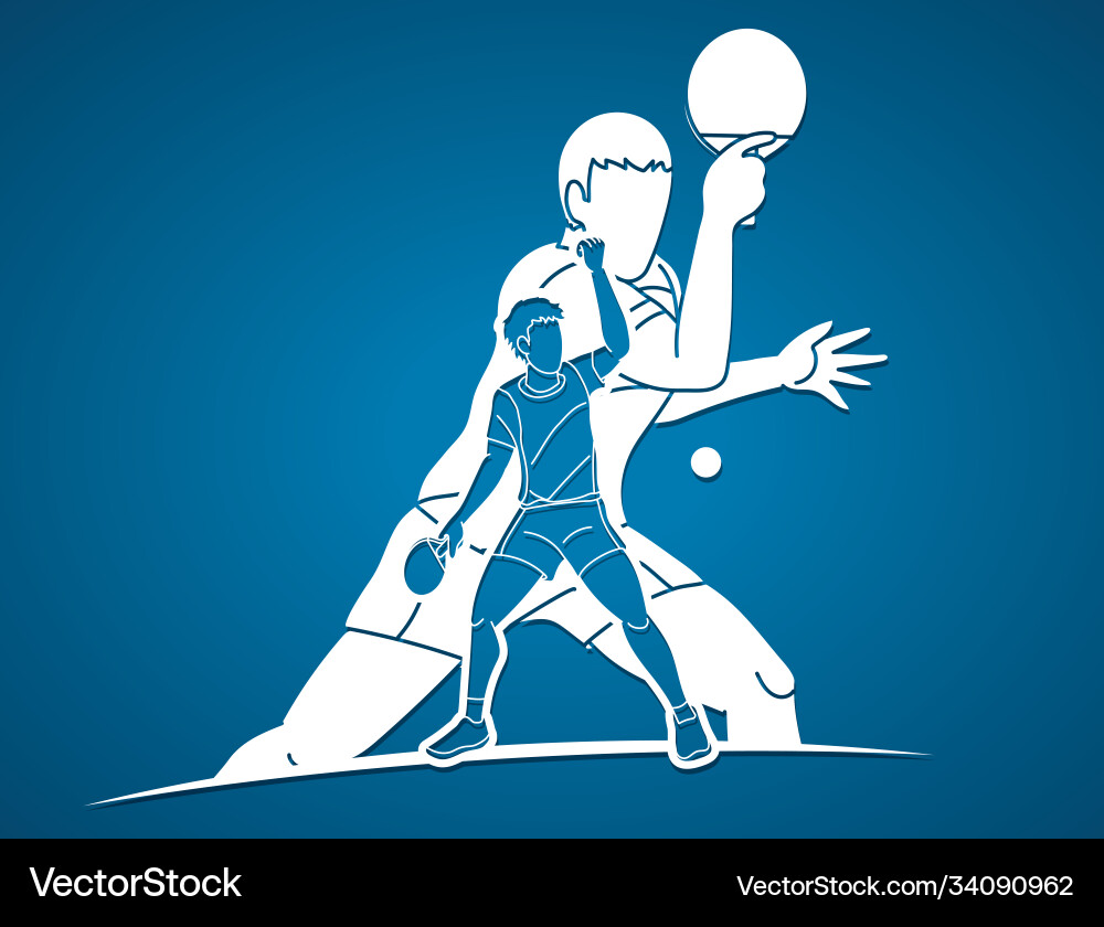 Group ping pong players table tennis Royalty Free Vector