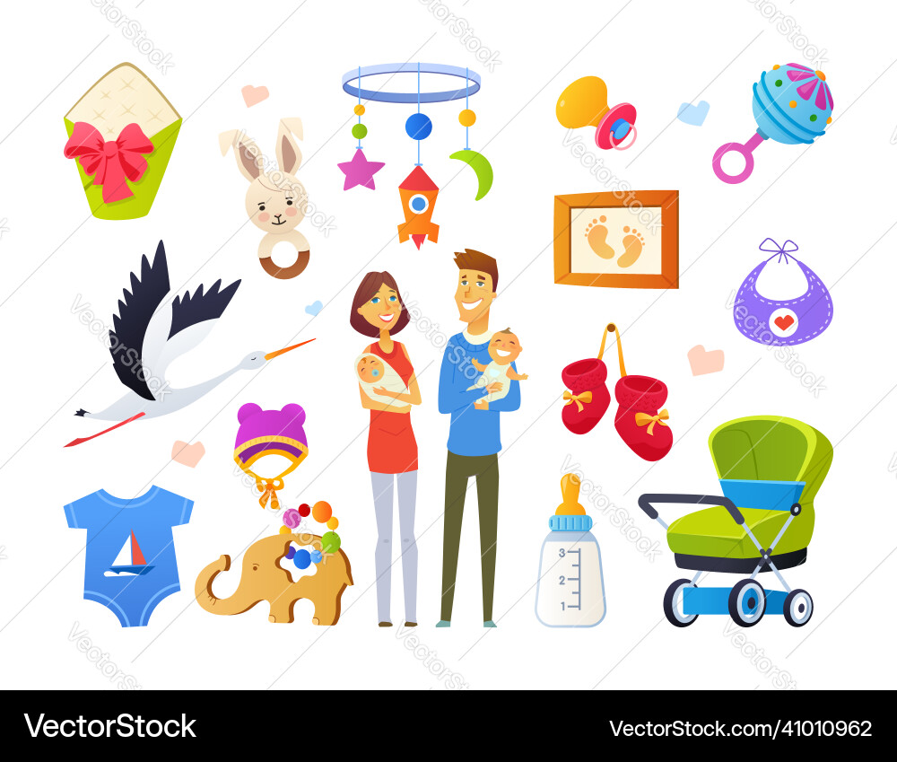Happy parenting - colorful flat design style Vector Image