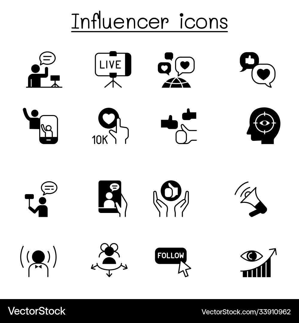 Influence people brand ambassador icon set Vector Image