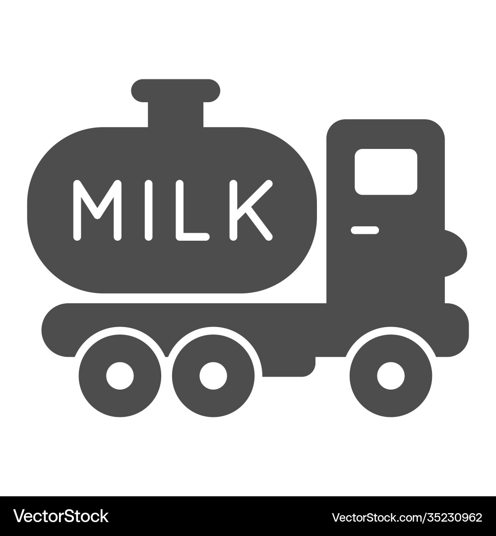Milk truck solid icon farm garden concept dairy Vector Image