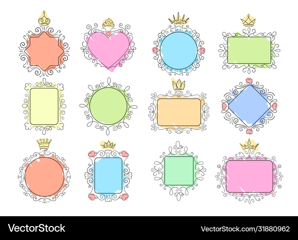 Princess mirror frames set Royalty Free Vector Image