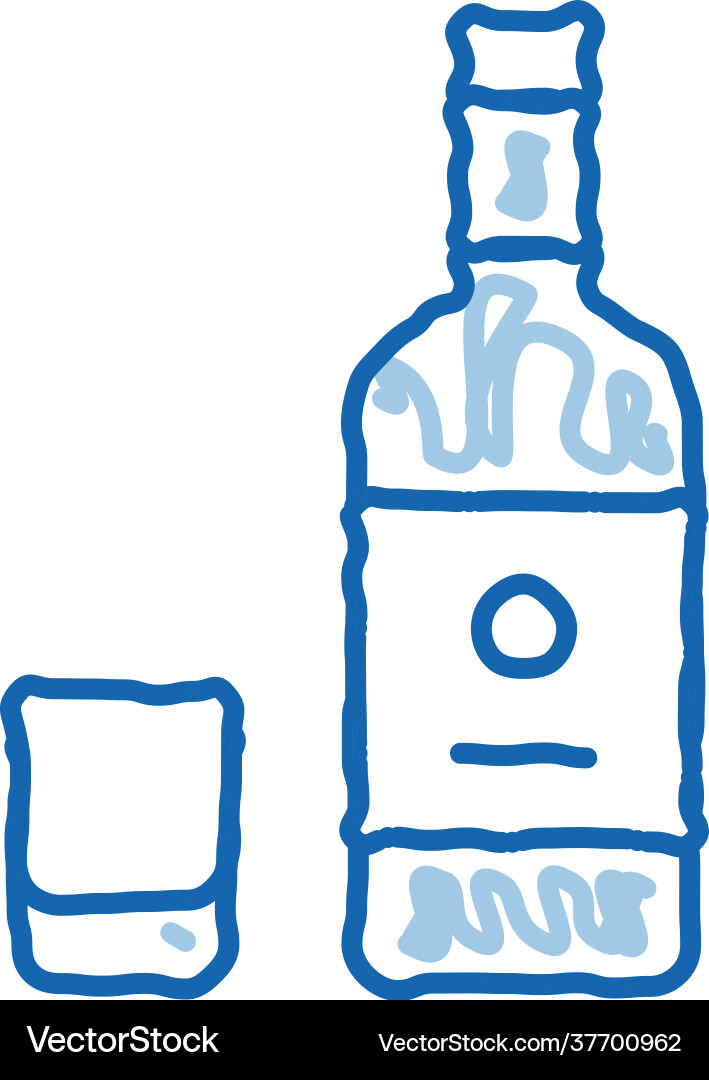 Sake bottle cup doodle icon hand drawn Royalty Free Vector