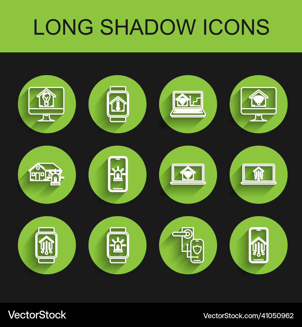 Set line smart home with smart watch house Vector Image