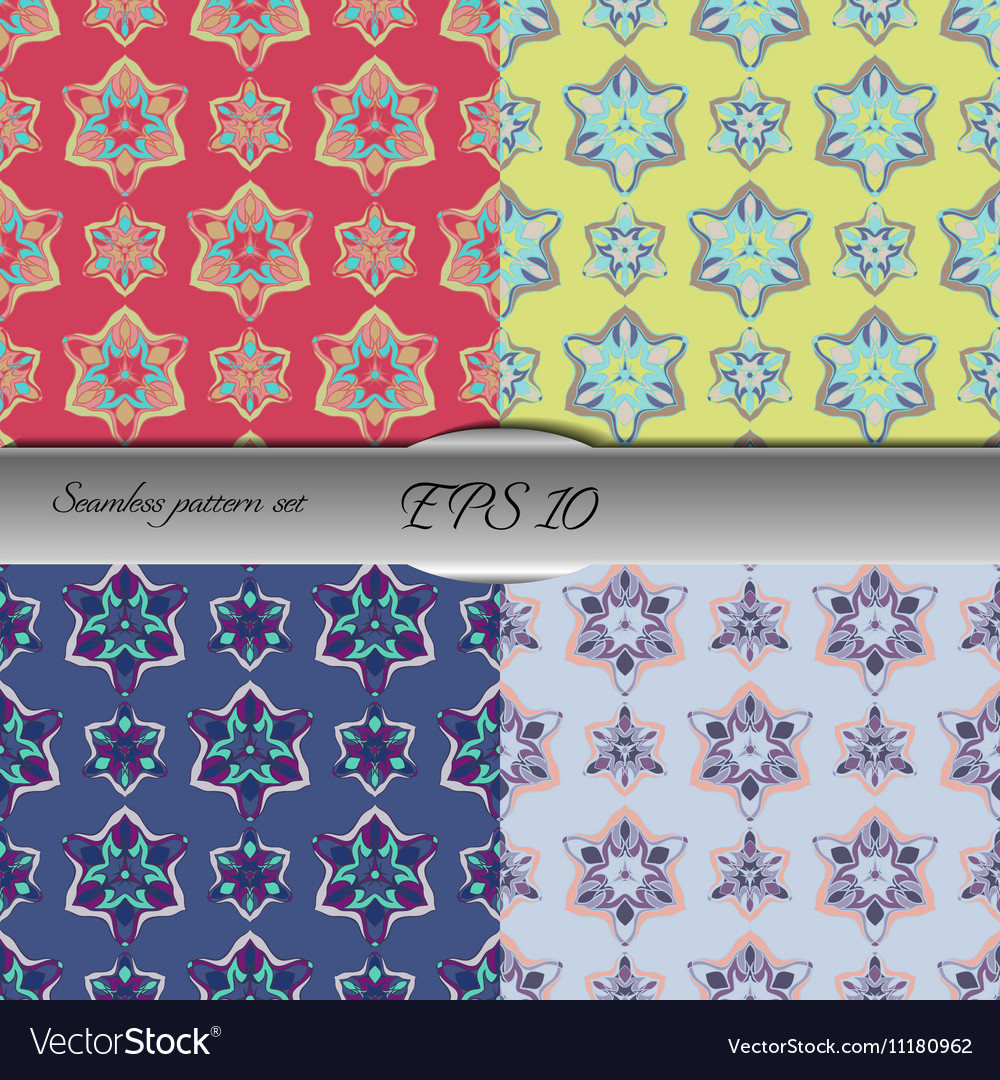 Set of elegant seamless patterns with floral Vector Image
