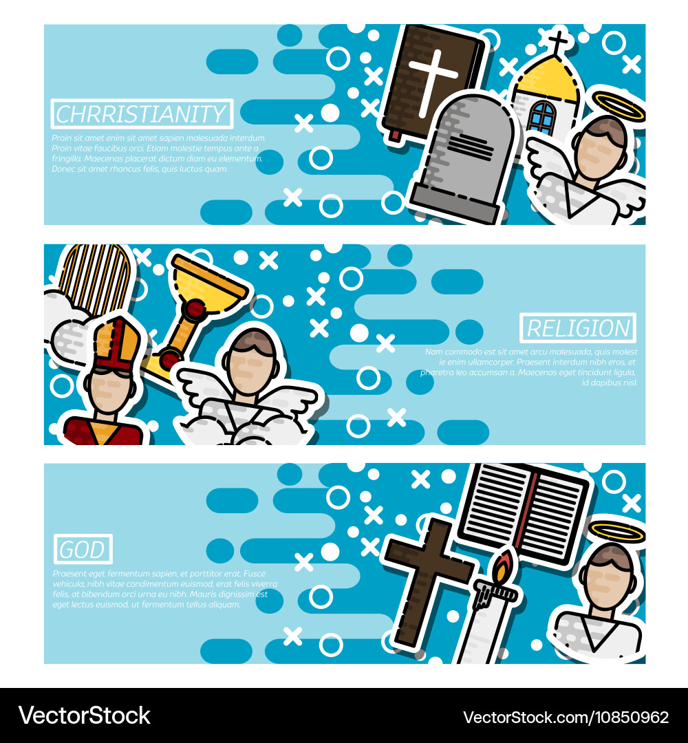 Set of horizontal banners about christianity Vector Image