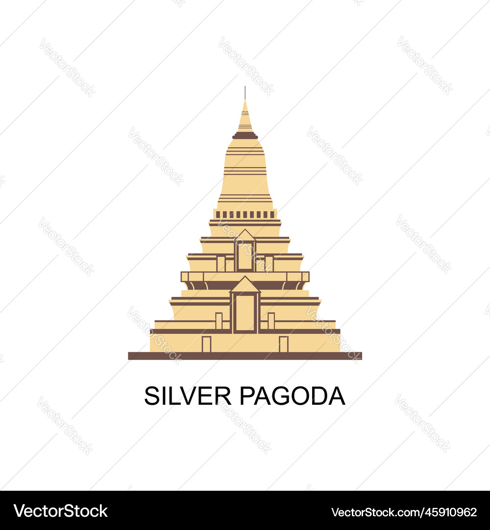 Silver pagoda phnom penh skyline cambodia Vector Image