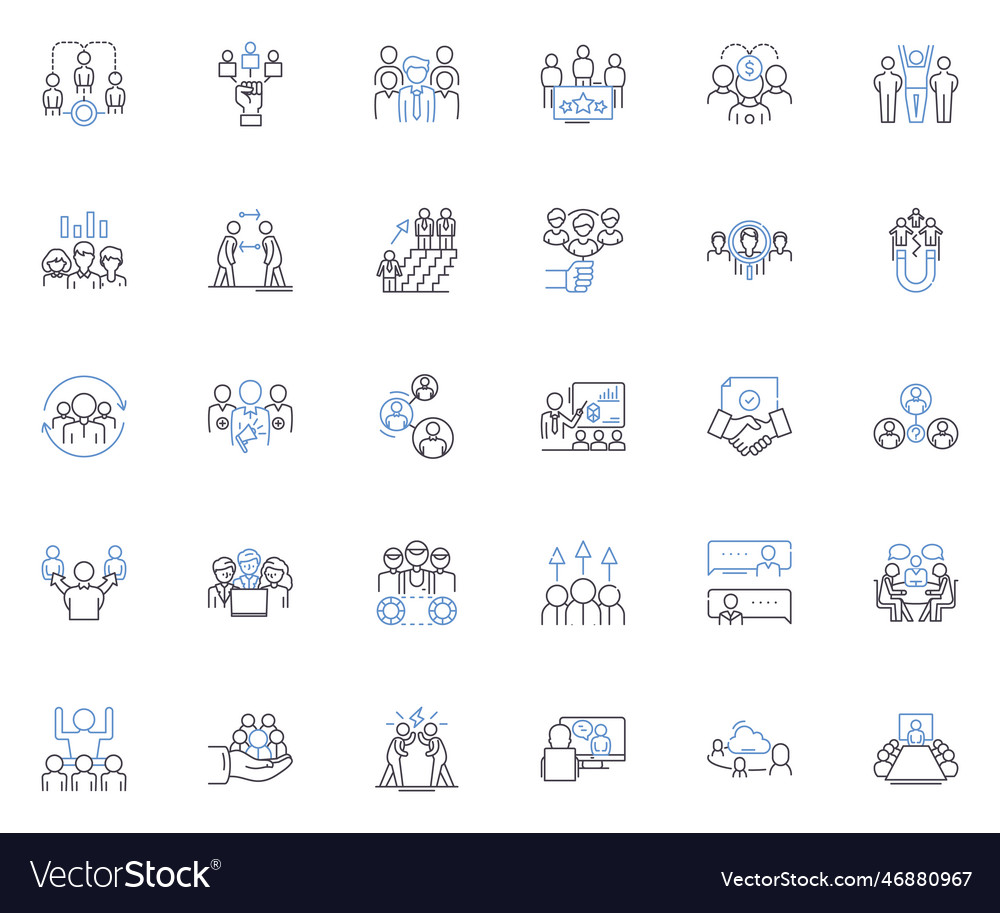 Agreement negotiation line icons collection Vector Image