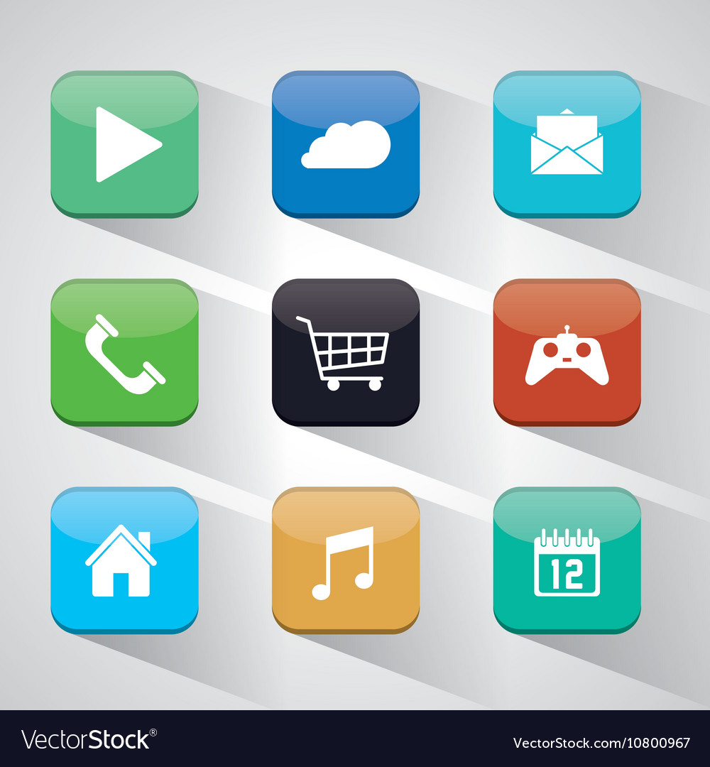 Apps and frames icon set Royalty Free Vector Image