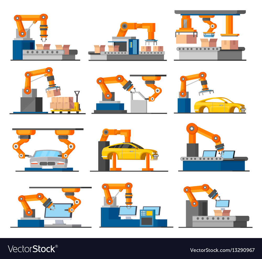 Automation industrial process elements set Vector Image