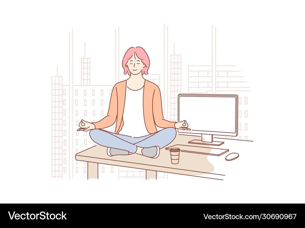 Break rest yoga meditation relaxation Royalty Free Vector