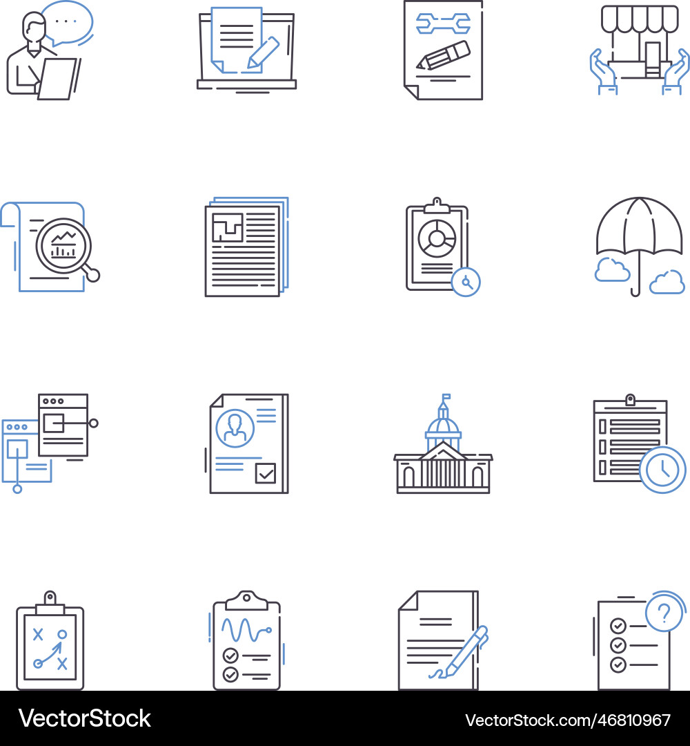 Contract line icons collection agreement Vector Image