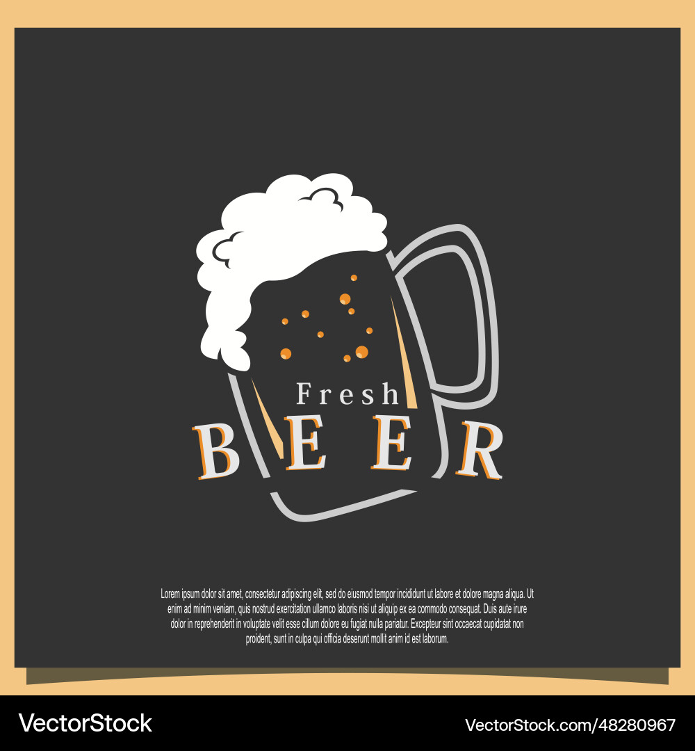 Craft beer glass logo design with creative concept