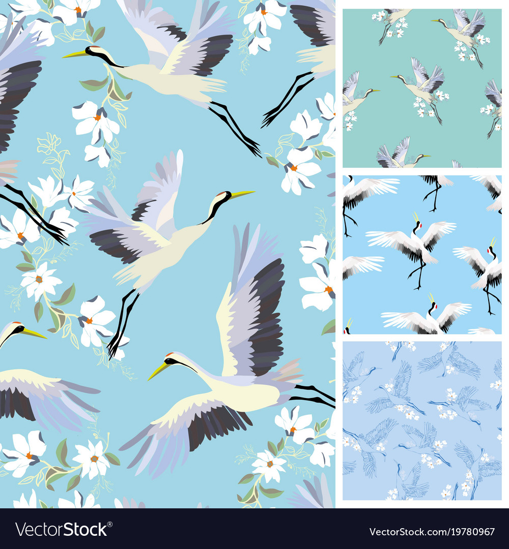 Crane pattern set Royalty Free Vector Image - VectorStock