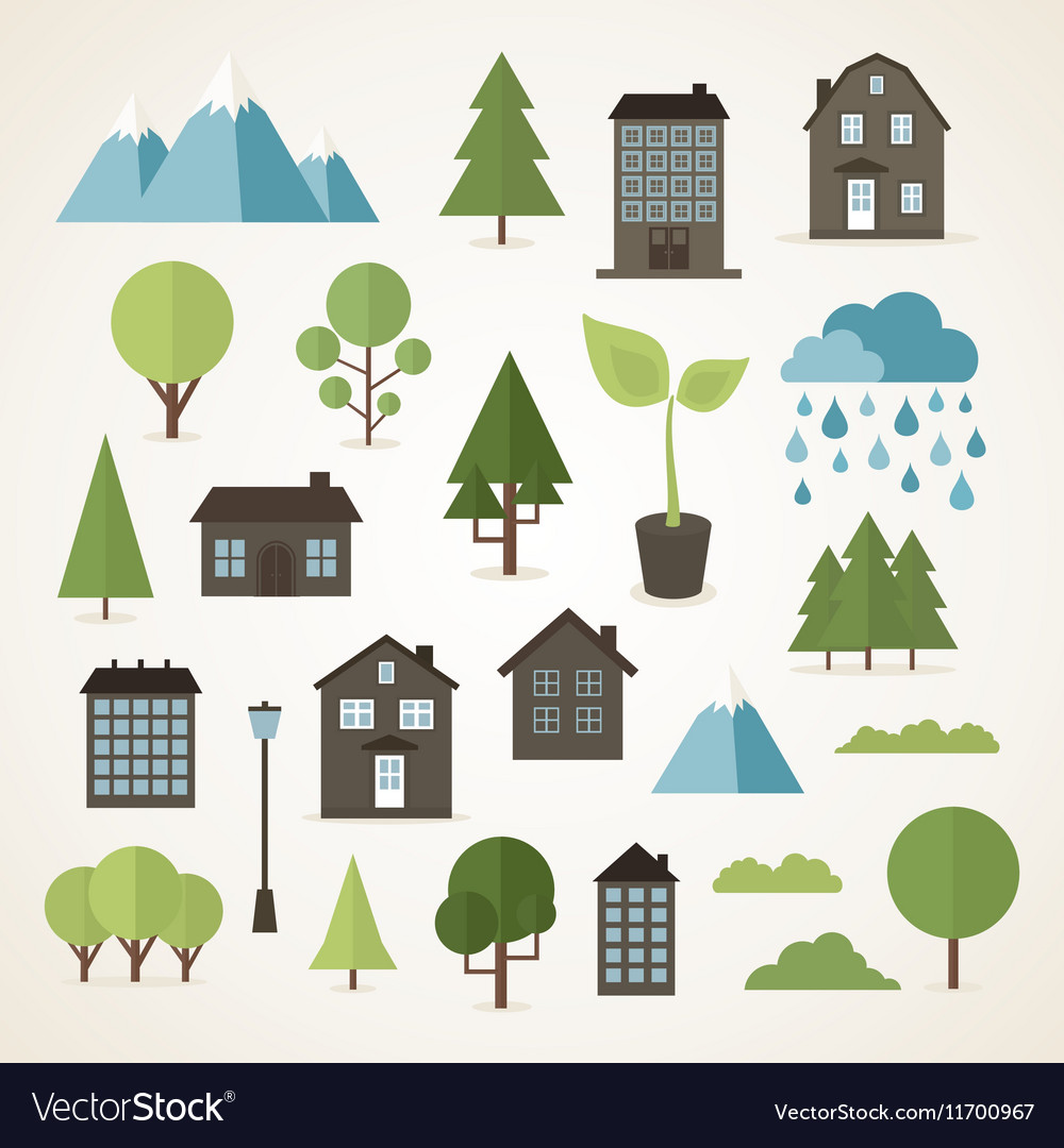 Flat collection Royalty Free Vector Image - VectorStock