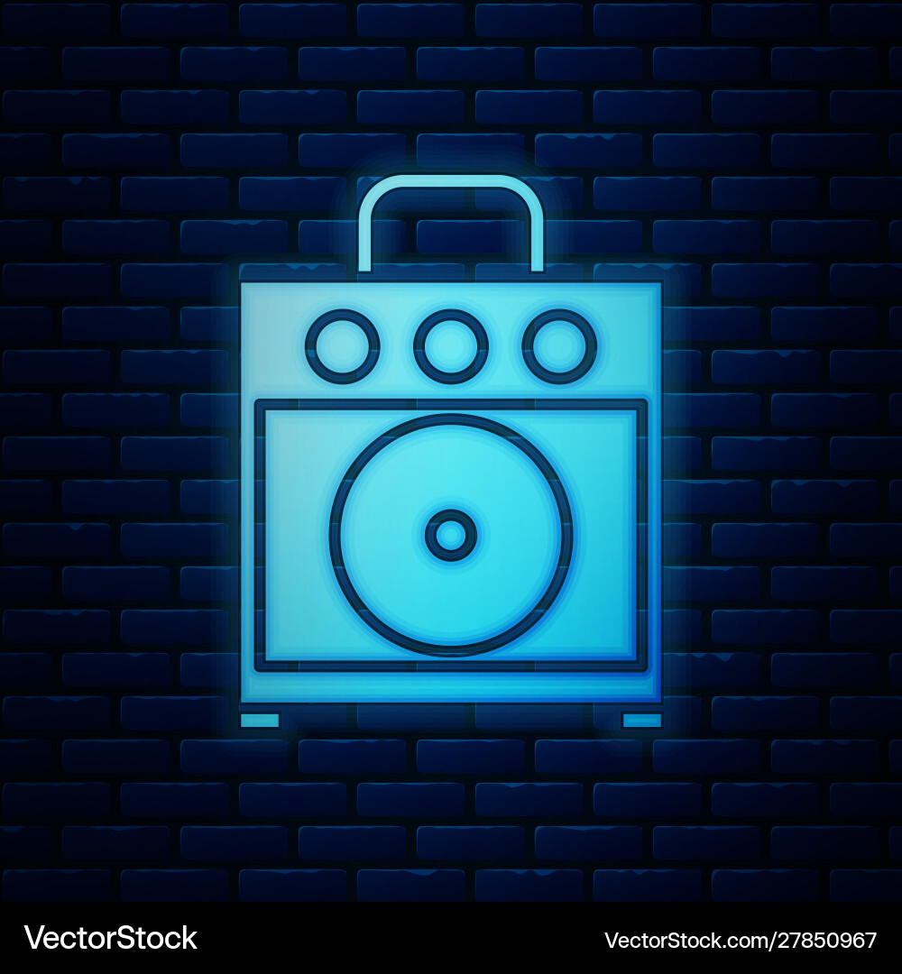 Glowing neon guitar amplifier icon isolated Vector Image