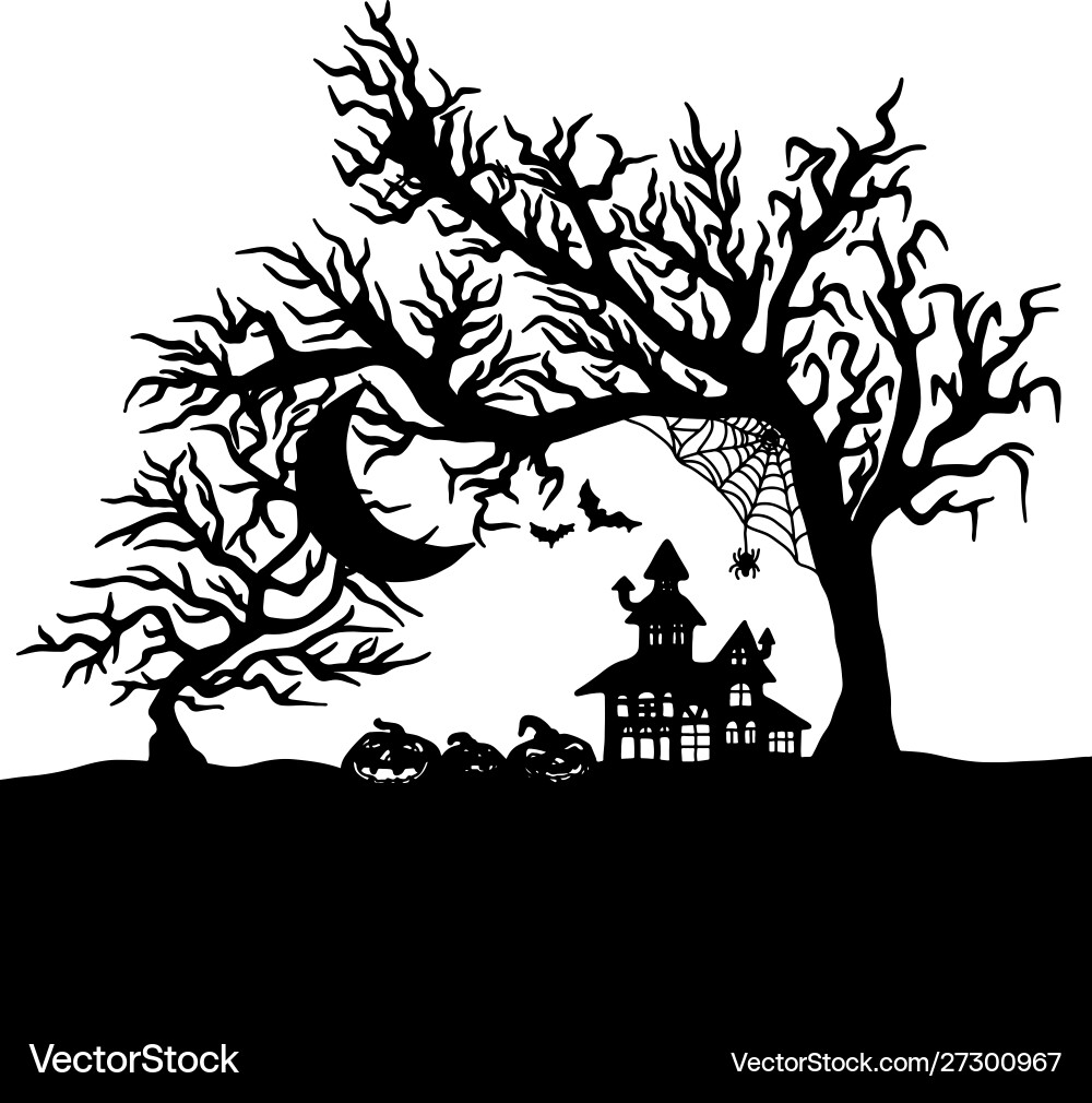 Halloween night with creepy castle Royalty Free Vector Image