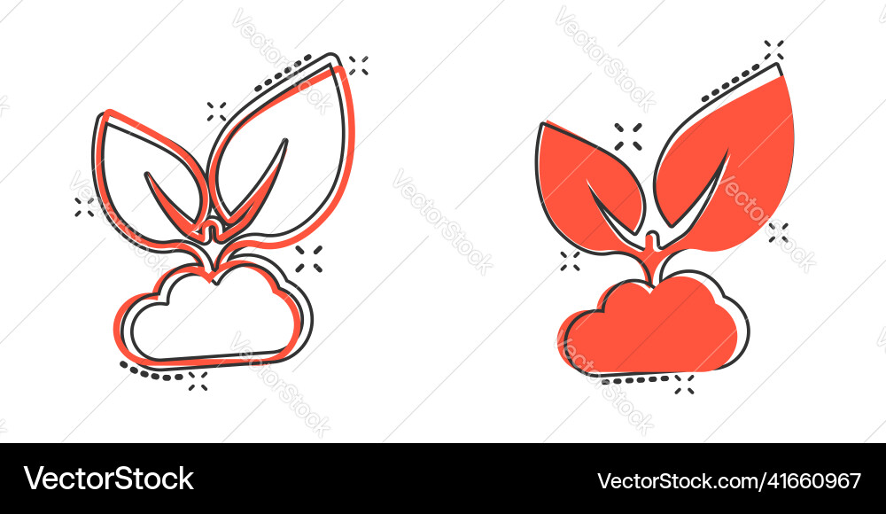 Leaf icon in comic style plant cartoon on white Vector Image
