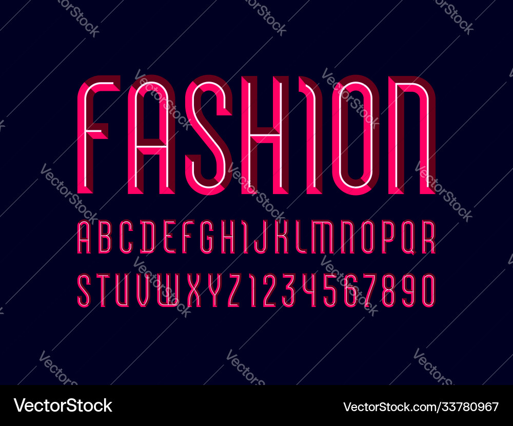 Red font bright alphabet from chiseled block Vector Image