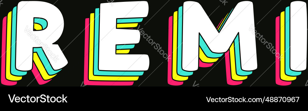 Remi - retro rainbow typography faded style Vector Image