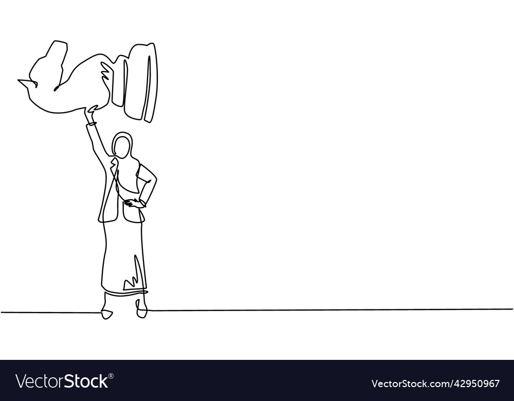 Single Continuous Line Drawing Arabian Royalty Free Vector