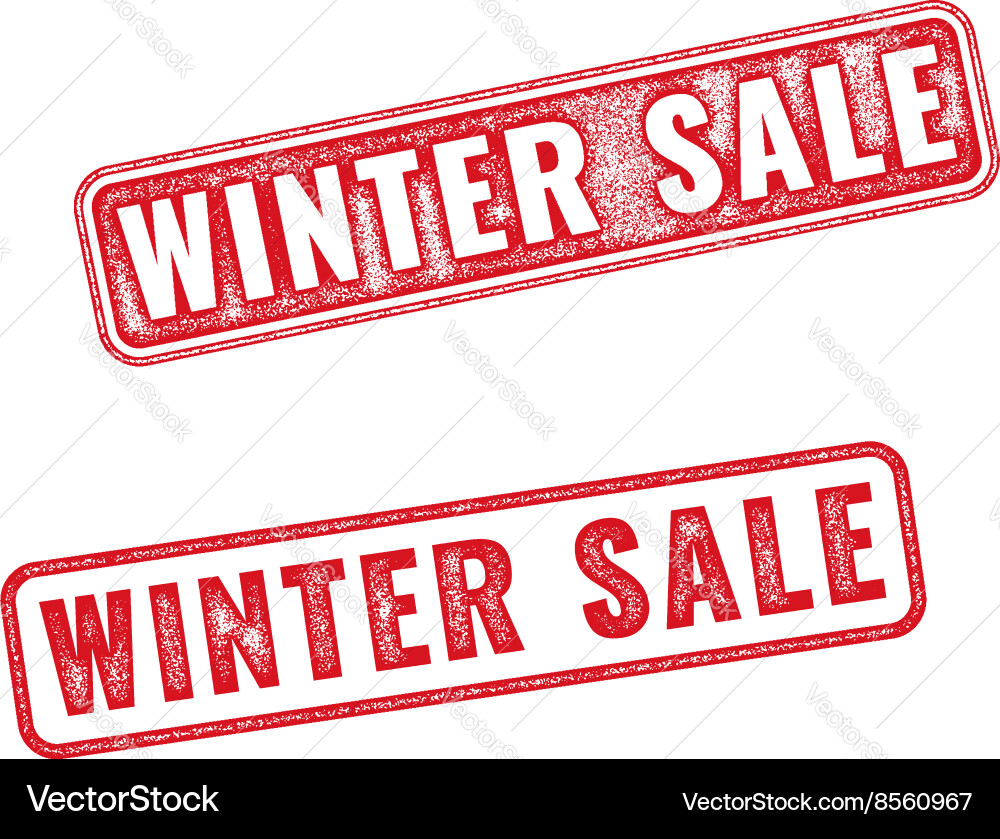 Two red realistic winter sale stamps Royalty Free Vector