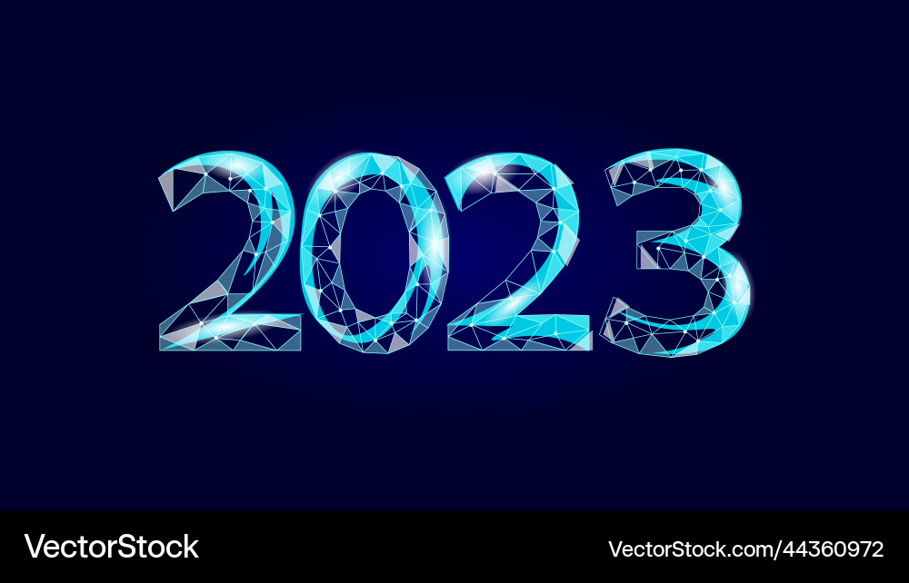 2023 new year 3d metal ice texture glowing shape Vector Image
