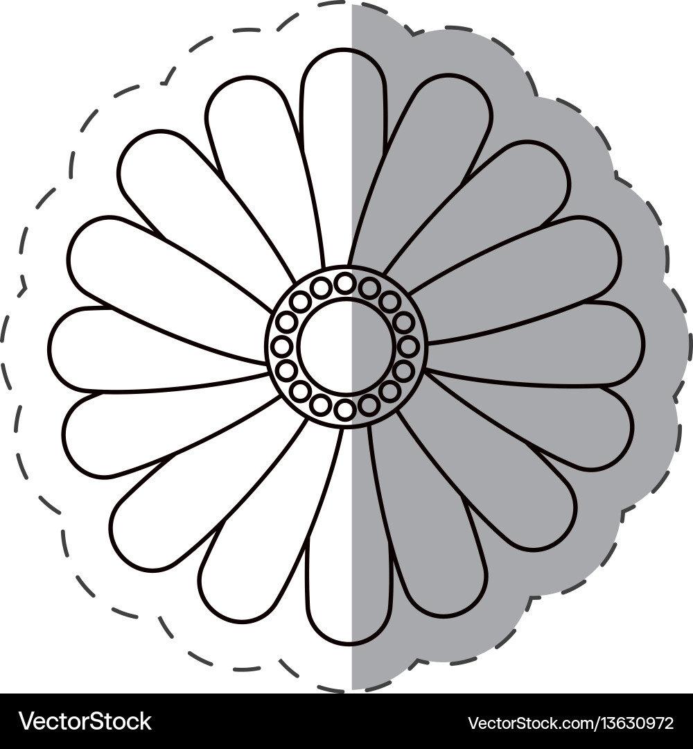 Daisy flower decoration cut line Royalty Free Vector Image