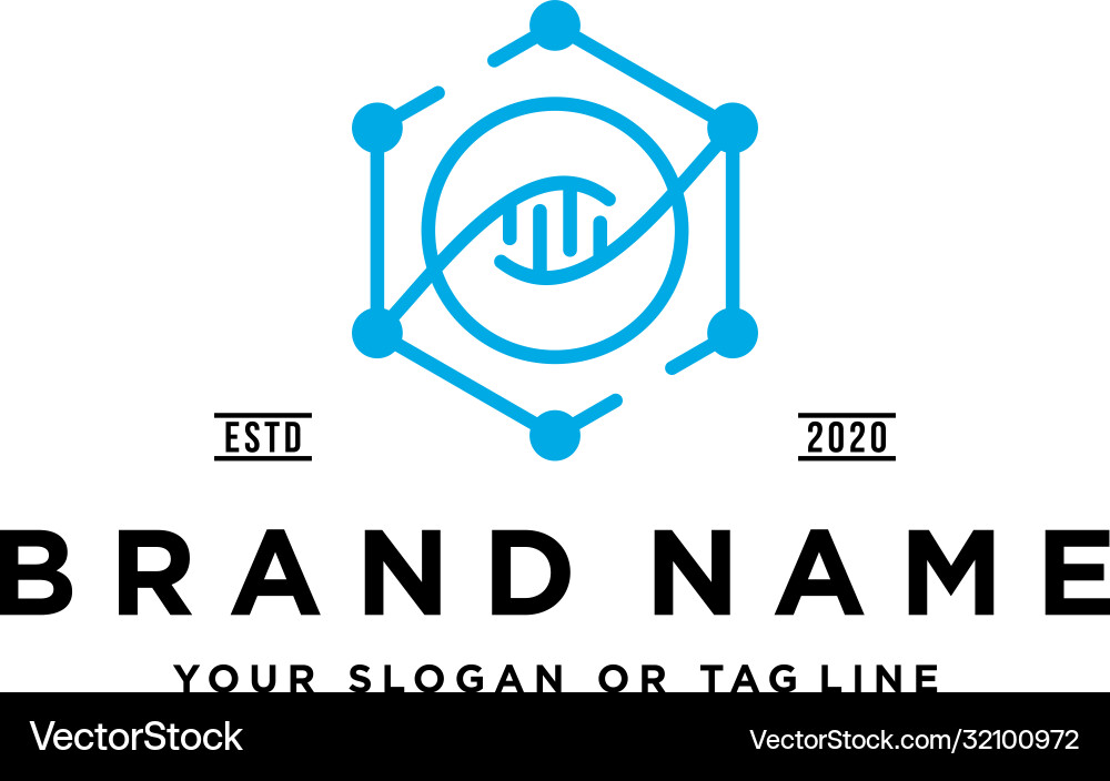 Dna tech logo design Royalty Free Vector Image