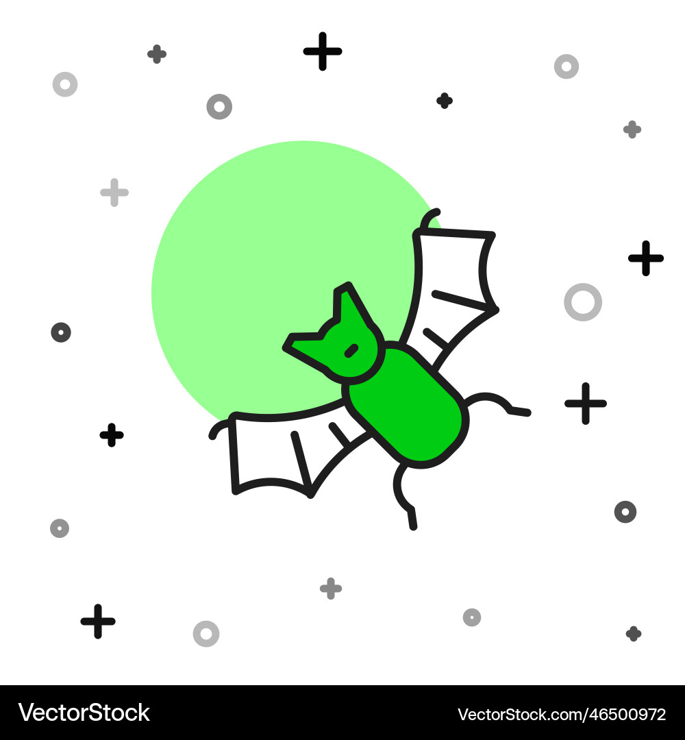 Filled outline flying bat icon isolated on white Vector Image