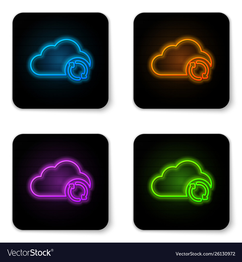 Glowing neon cloud sync refresh icon isolated Vector Image