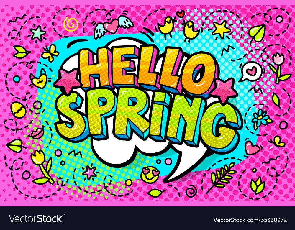 Hello spring word bubble Royalty Free Vector Image