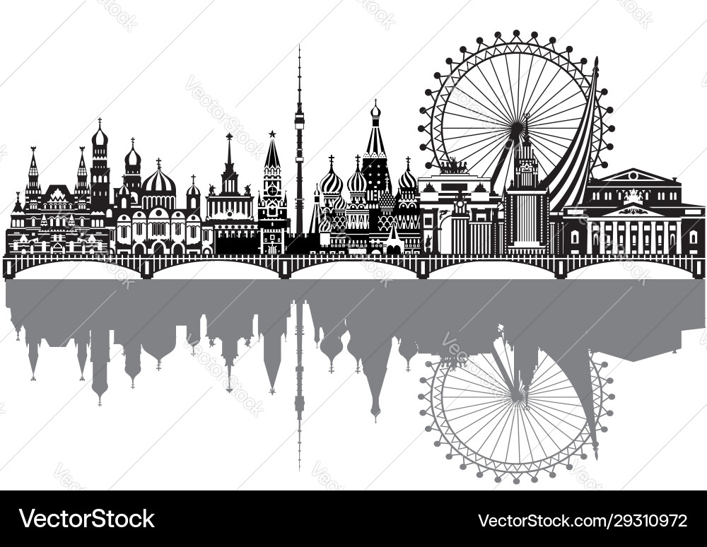 Moscow city skyline 3 Royalty Free Vector Image