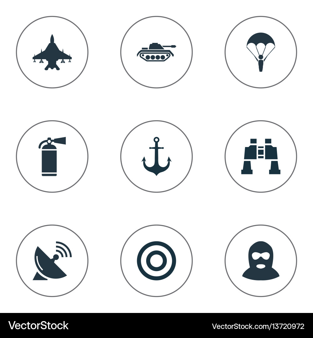 Set of simple war icons Royalty Free Vector Image