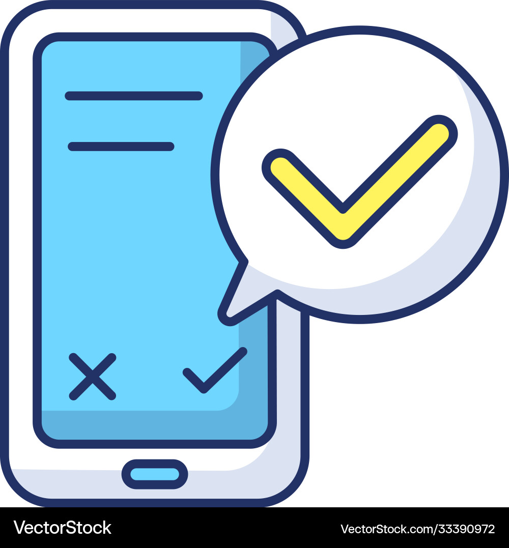 Smartphone service check rgb color icon Royalty Free Vector