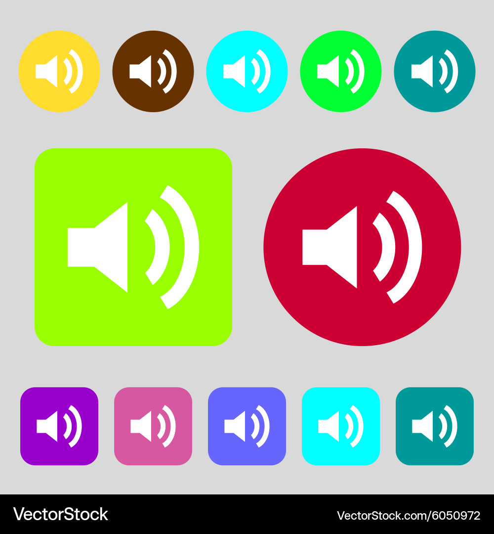 Speaker volume sign icon Sound symbol 12 colored Vector Image