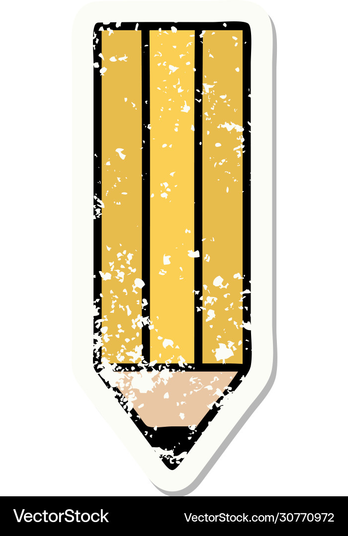 Traditional distressed sticker tattoo a pencil Vector Image