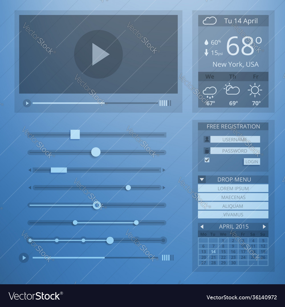 Ui transparency flat design web elements Vector Image