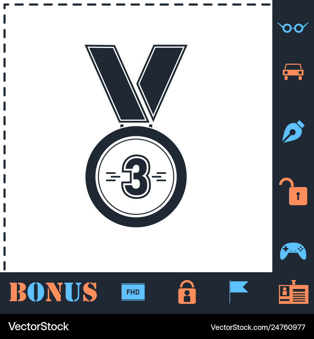 3 winner bronze medal award icon flat Royalty Free Vector