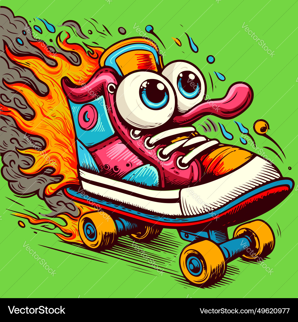 A colorful cartoon sneaker with eyes Royalty Free Vector