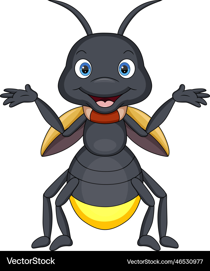 Cute happy firefly cartoon on white background Vector Image