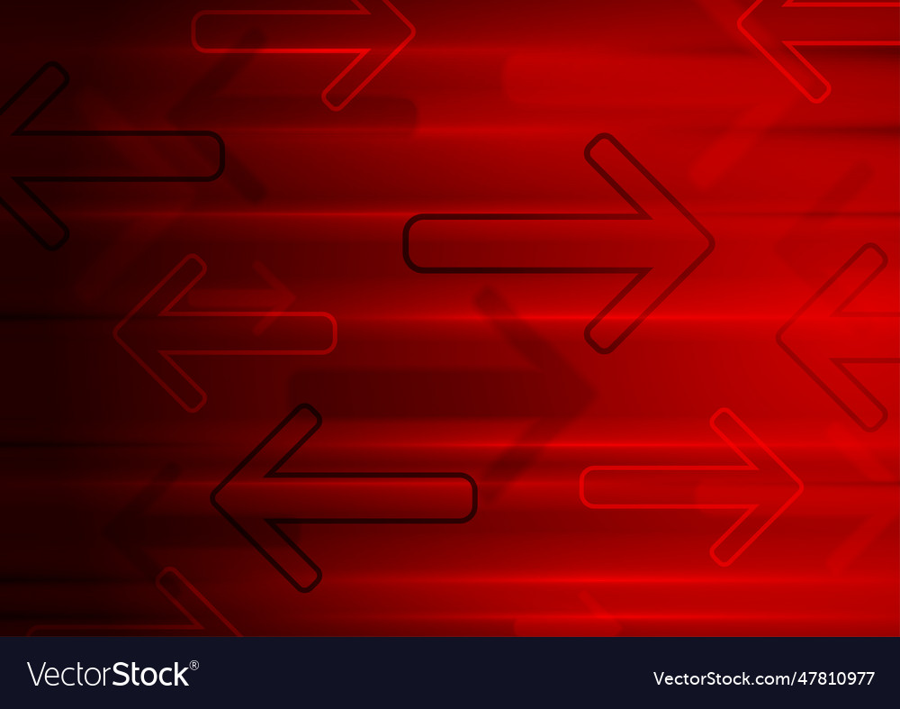 Dark red tech glowing arrows background Royalty Free Vector